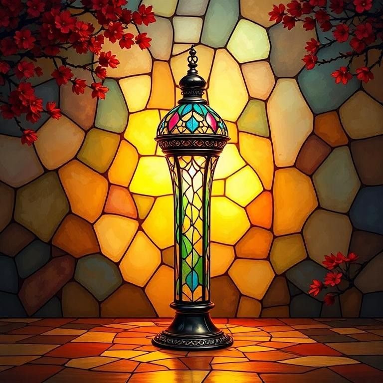 Solve Stained Glass, Lamp jigsaw puzzle online with 81 pieces