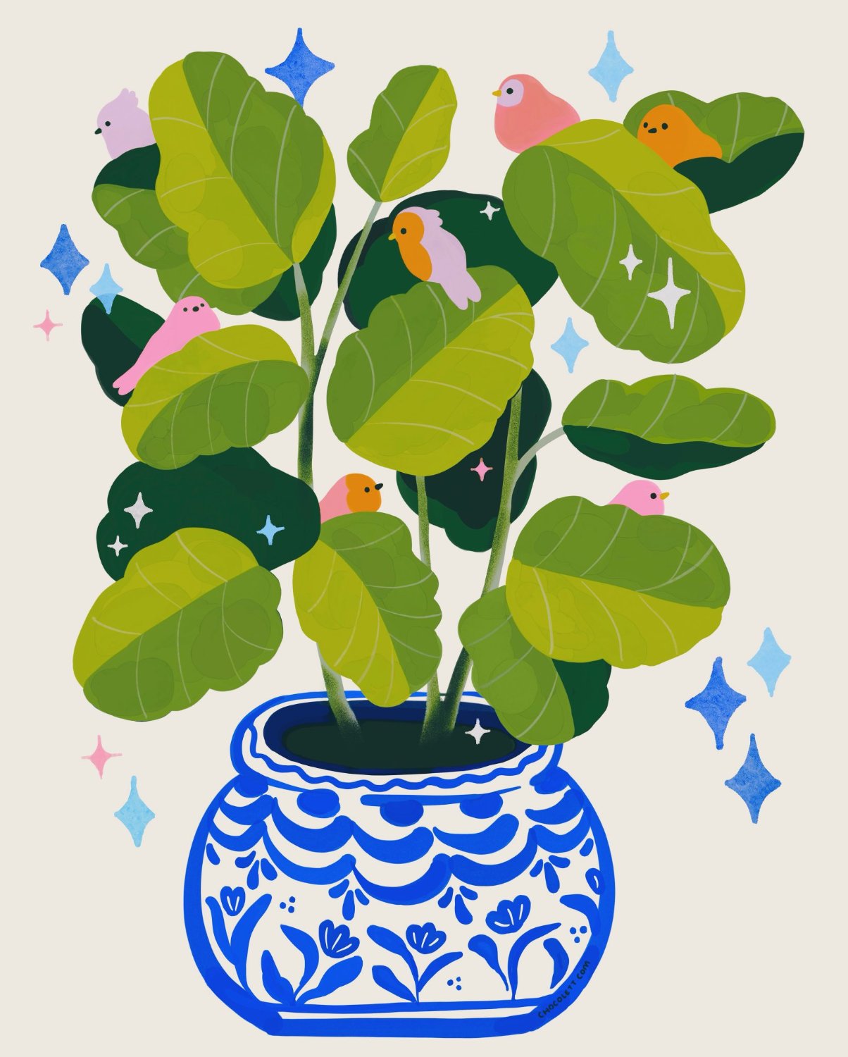 Solve "7 birds" by Chocolett jigsaw puzzle online with 285 pieces