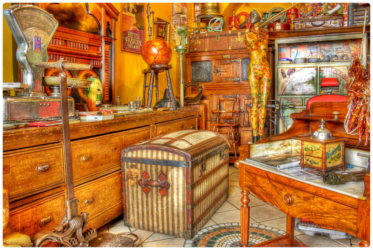 Solve Antique Shop (smaller size) jigsaw puzzle online with 54 pieces