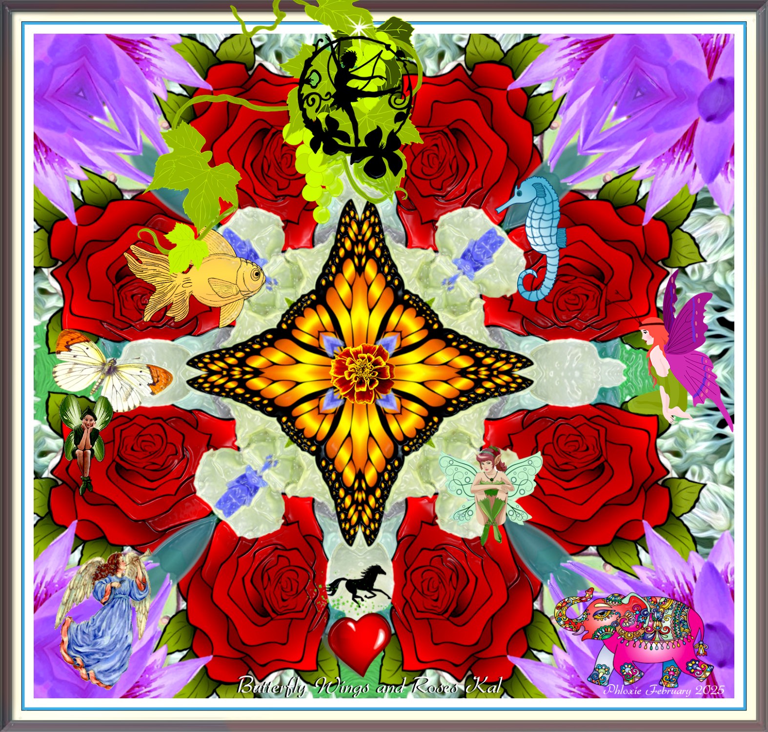 Jigsaw Puzzle | 100 pieces | Butterfly Wings and Roses Kal | Jigidi