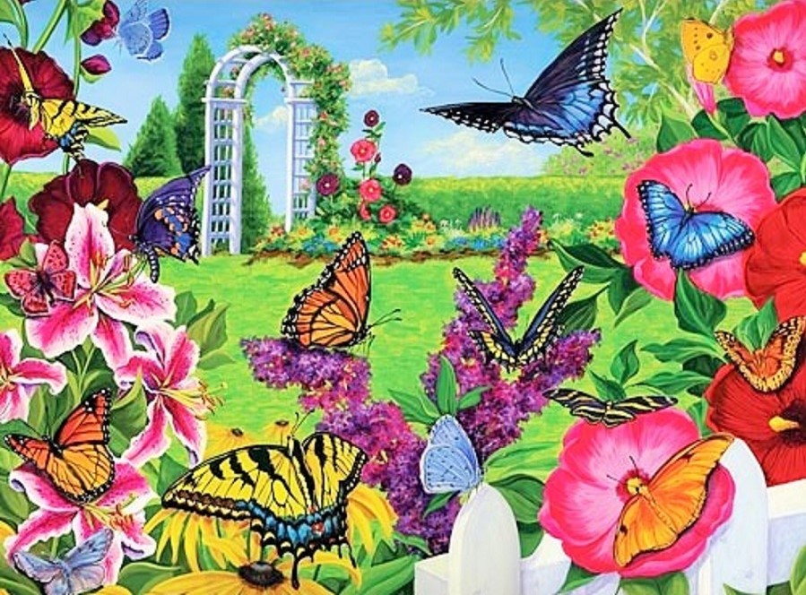 Solve Butterfly Garden jigsaw puzzle online with 88 pieces