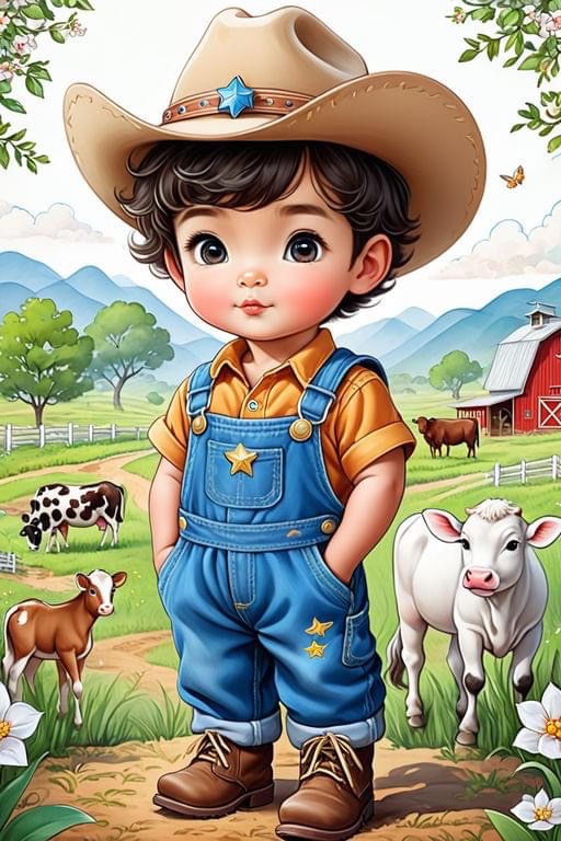 Solve LITTLE FARMER jigsaw puzzle online with 96 pieces