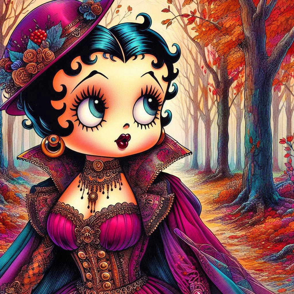 Solve Gothic Betty Boop taking a stroll in the woods jigsaw puzzle ...