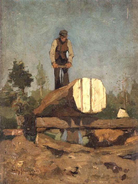 Solve Willy Sluiter (Dutch, 1873–1949), The Log Cutter (1898) jigsaw ...