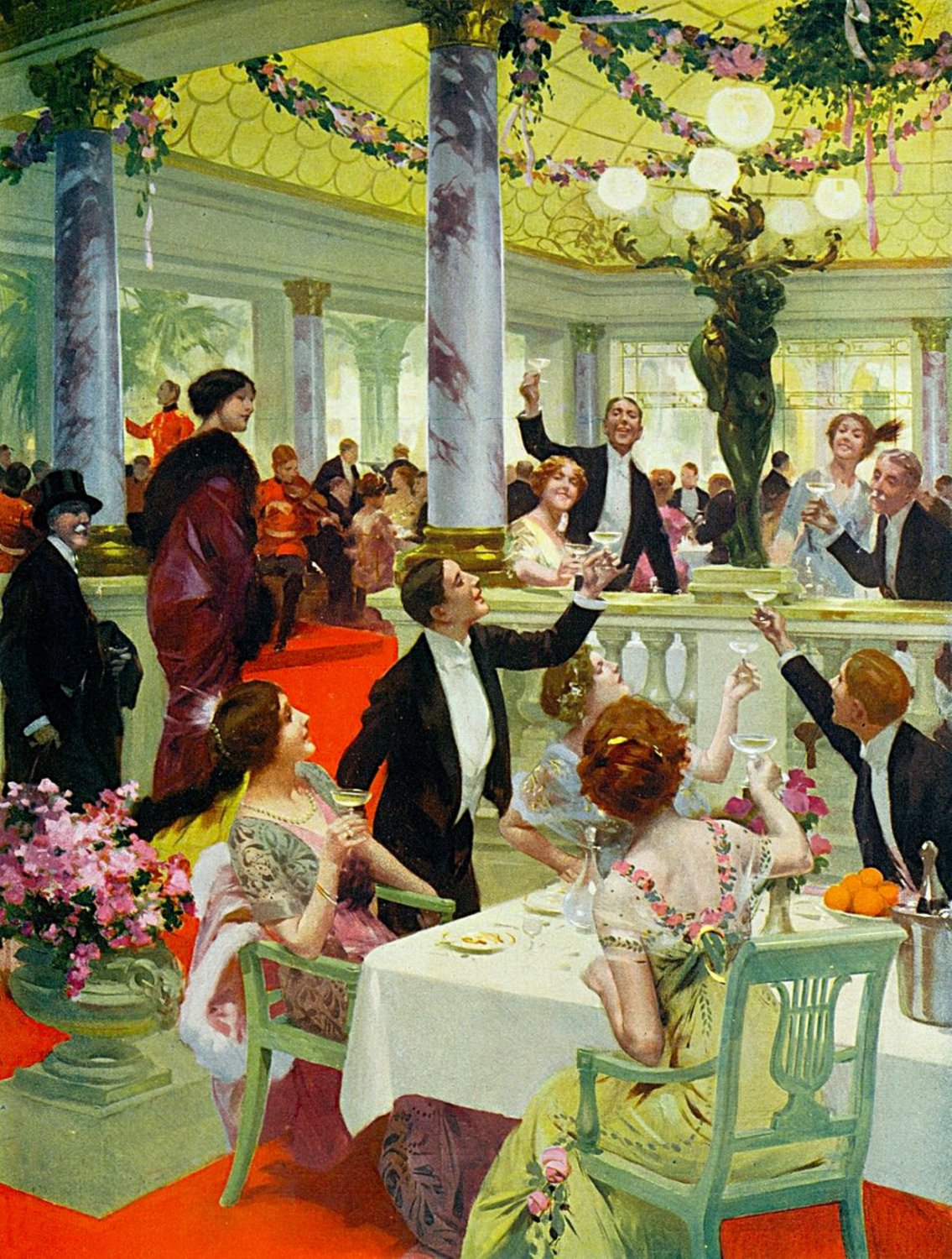 Solve French School New Years Eve at Restaurant Illustration ~ La Vie ...