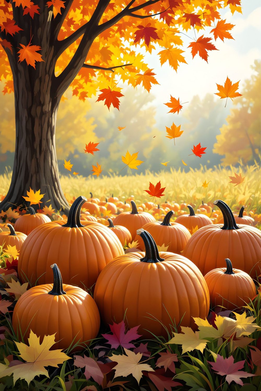 Solve Pumpkins and Falling Leaves jigsaw puzzle online with 54 pieces