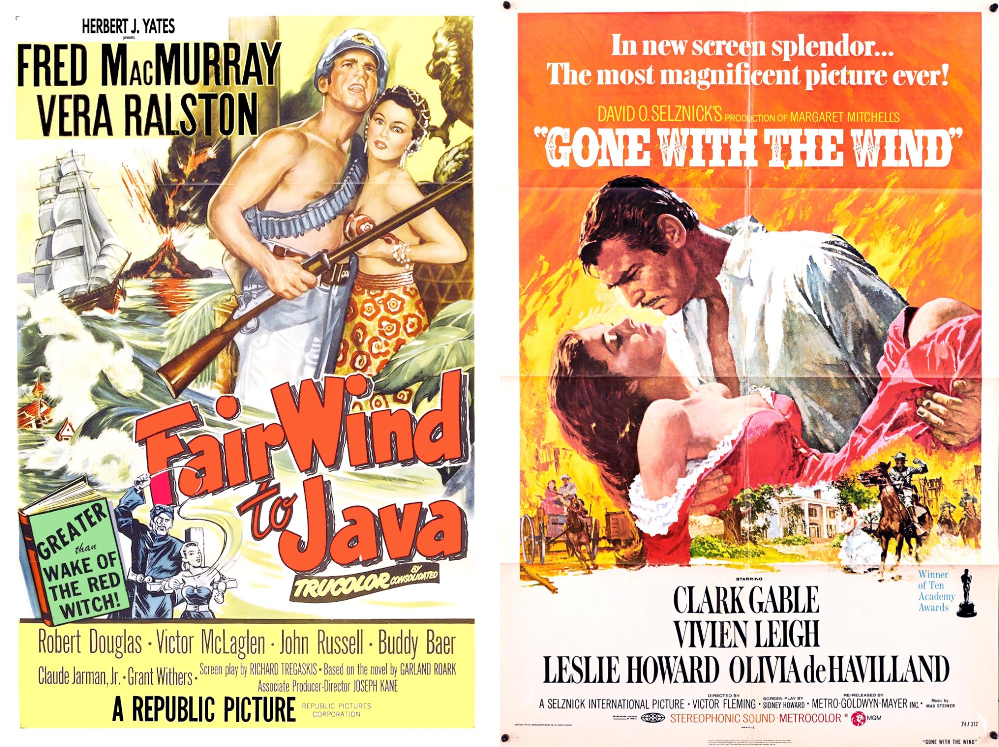 Solve Fair Wind to Java ~ 1953 and Gone with the Wind ~ 1939 jigsaw puzzle online with 594 pieces