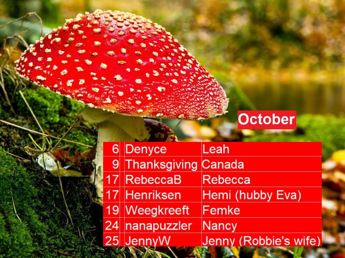 Solve Birthday calendar October jigsaw puzzle online with 12 pieces