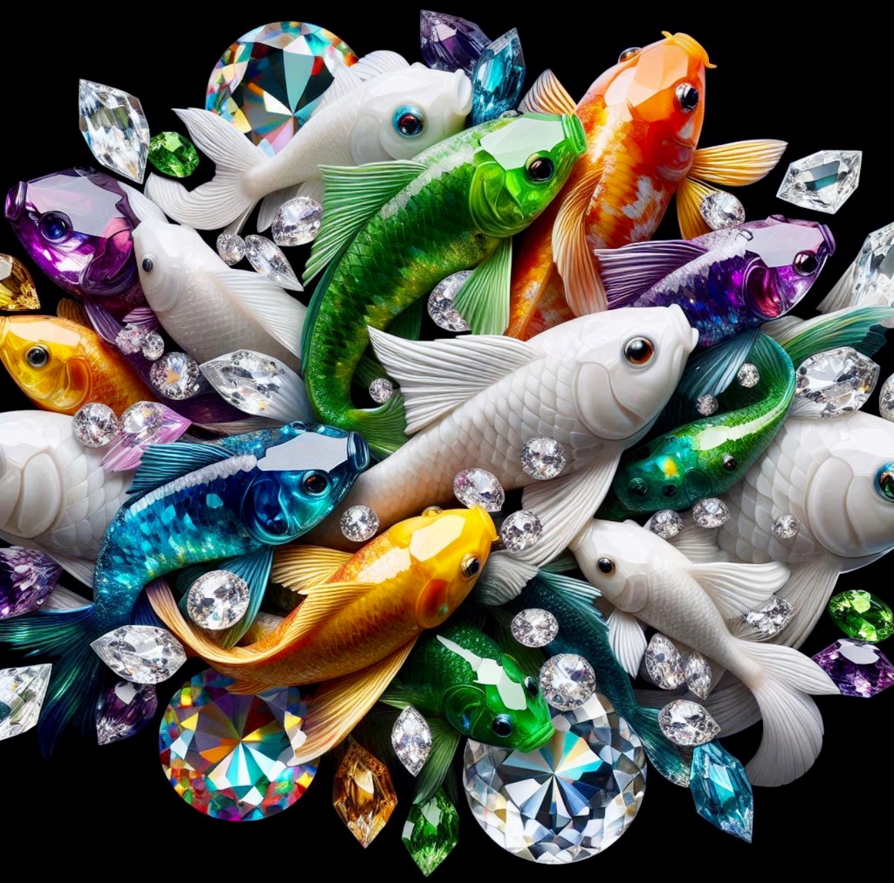 Solve Diamond Ice Koi jigsaw puzzle online with 49 pieces