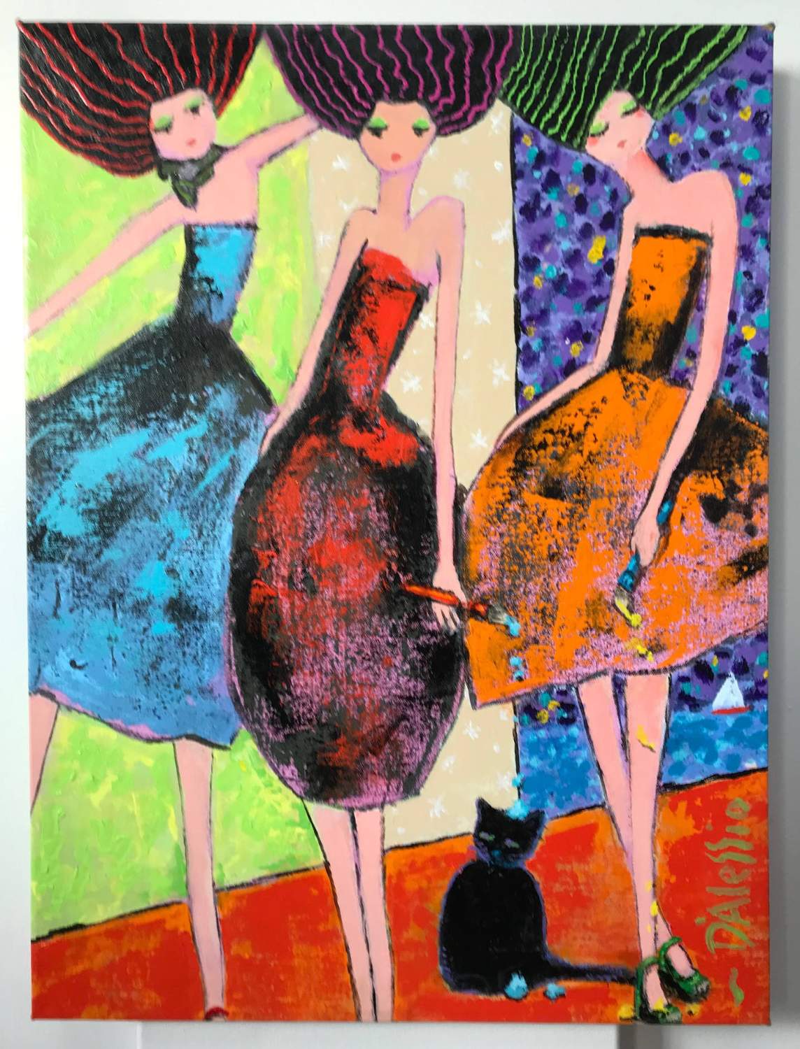 Solve Russell D'Alessio Artwork - 'The Painted Cat' jigsaw puzzle ...