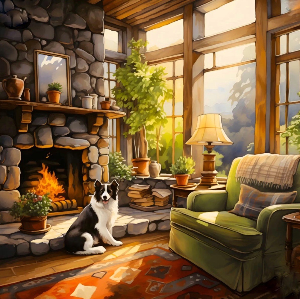 Solve Border collie getting warm jigsaw puzzle online with 196 pieces