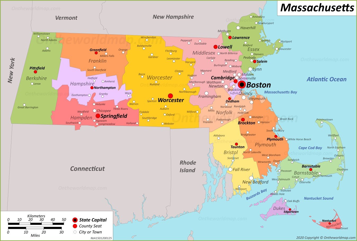 Solve Map of Massachusetts jigsaw puzzle online with 117 pieces
