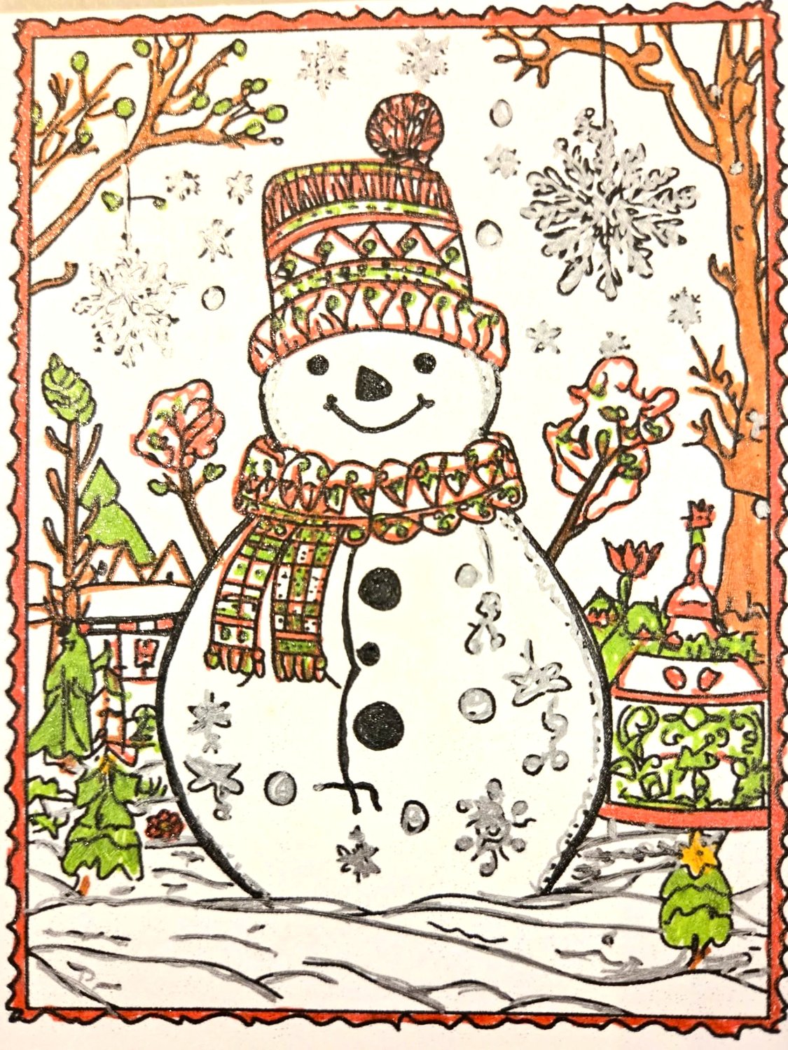 Solve Snowman jigsaw puzzle online with 63 pieces