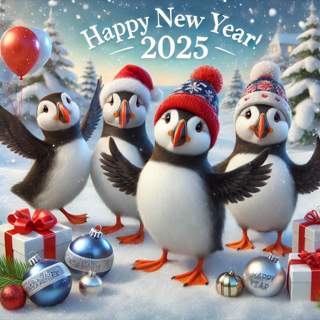 Solve Adorable Puffins Celebrating the New Year jigsaw puzzle online ...