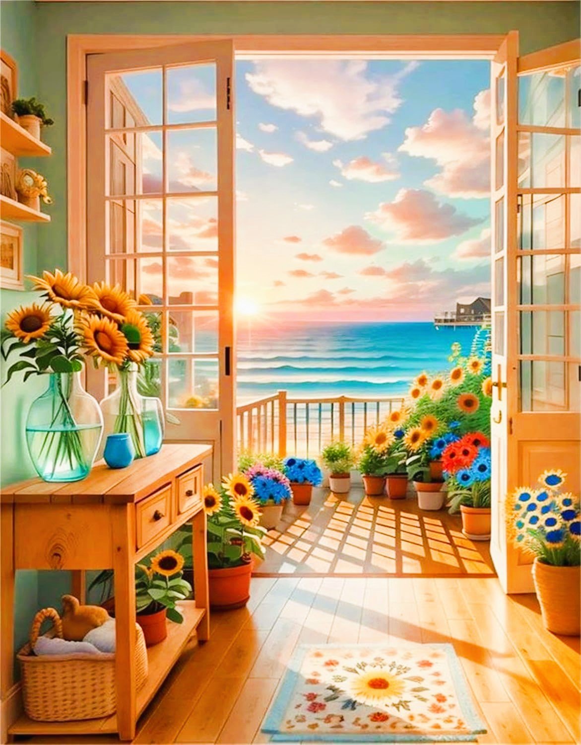 Solve Daybreak by the Sea jigsaw puzzle online with 180 pieces