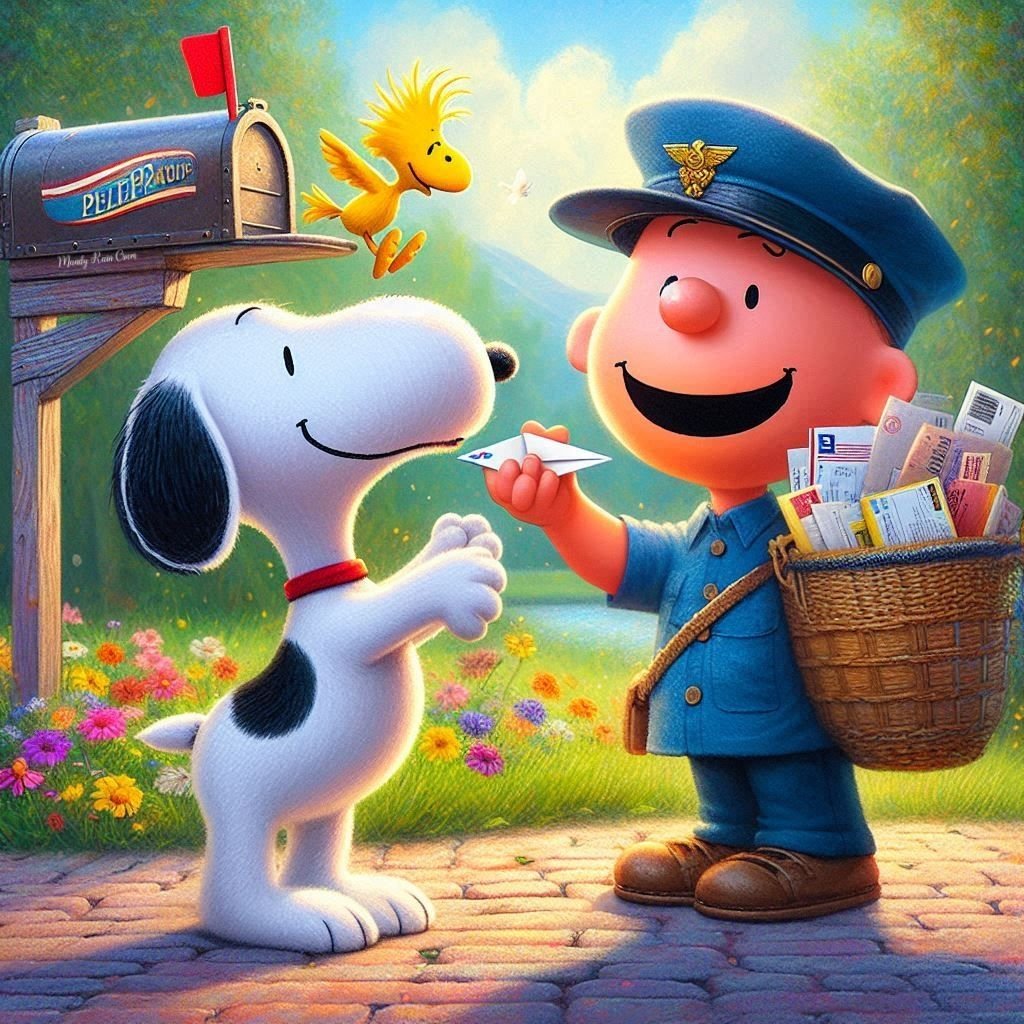 Solve Peanuts Snoopy & Mail Carrier jigsaw puzzle online with 64 pieces