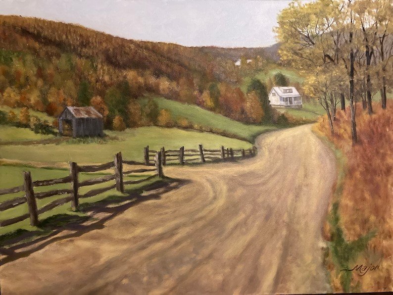 Solve Country Road with Wooden Fence by Kim Sponaugle jigsaw puzzle ...