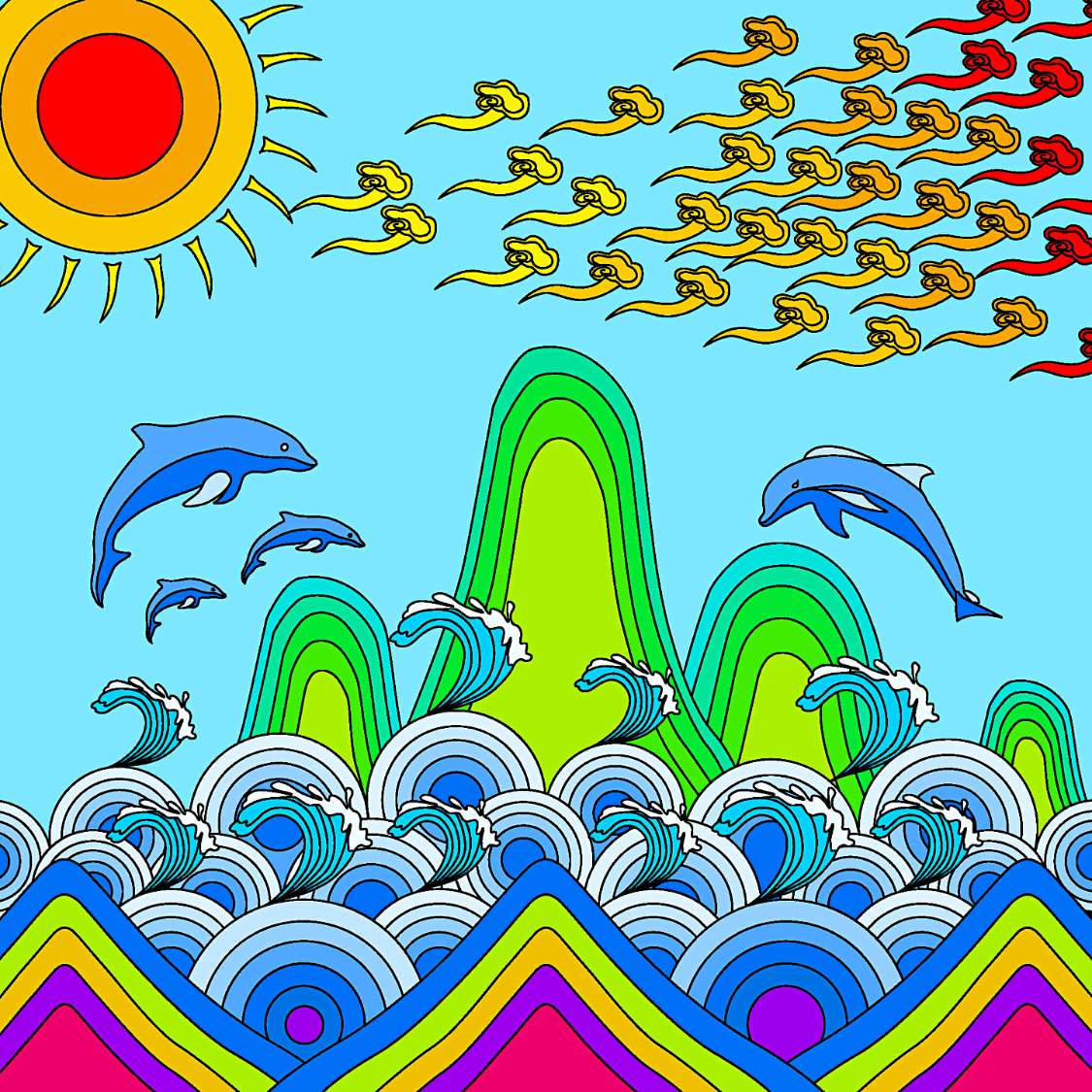 Solve Happy Dolphins jigsaw puzzle online with 64 pieces