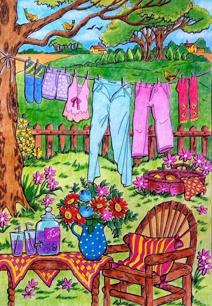 Solve Washing on the Line jigsaw puzzle online with 77 pieces