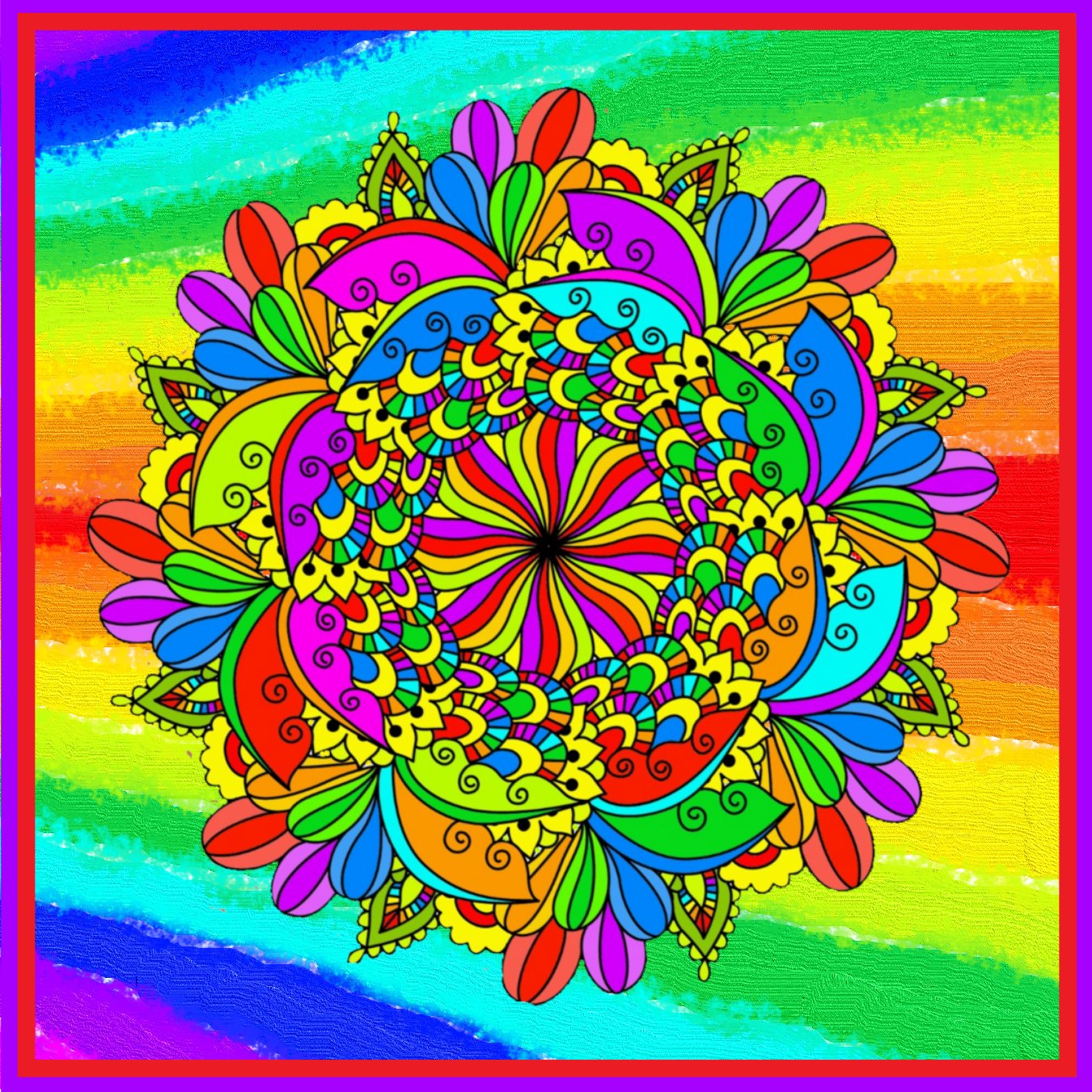 Solve Mandala with Rainbow Background - resize to 528 jigsaw puzzle ...