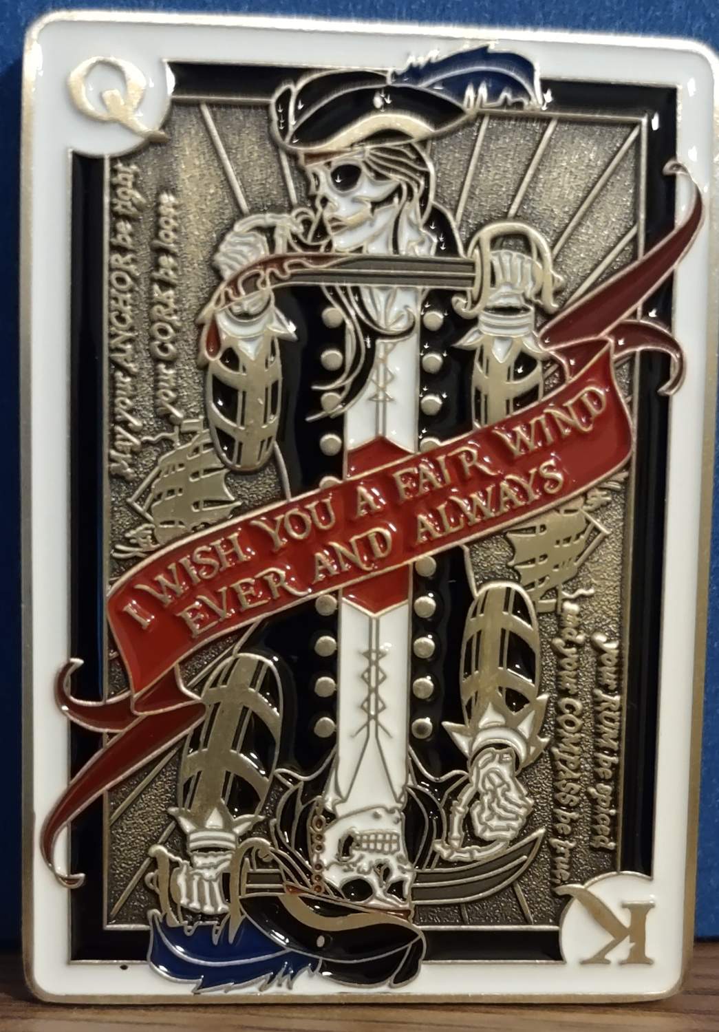 Solve Hit the Deck Pirate Geocoin jigsaw puzzle online with 96 pieces