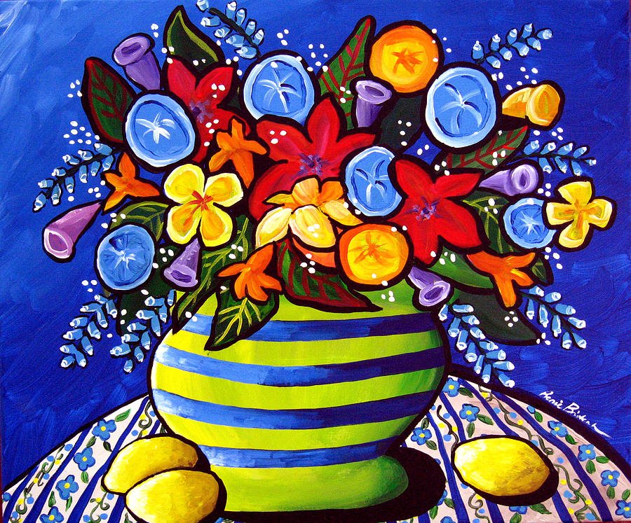 Solve Bouquet di fiori in un vaso a righe jigsaw puzzle online with 80 ...