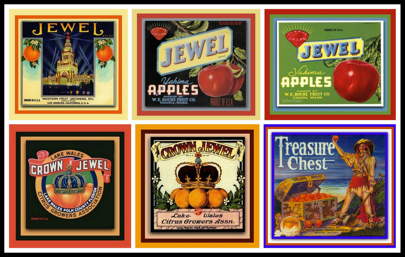 Solve Vintage "Jewel" Fruit Crate Labels jigsaw puzzle online with 400 ...