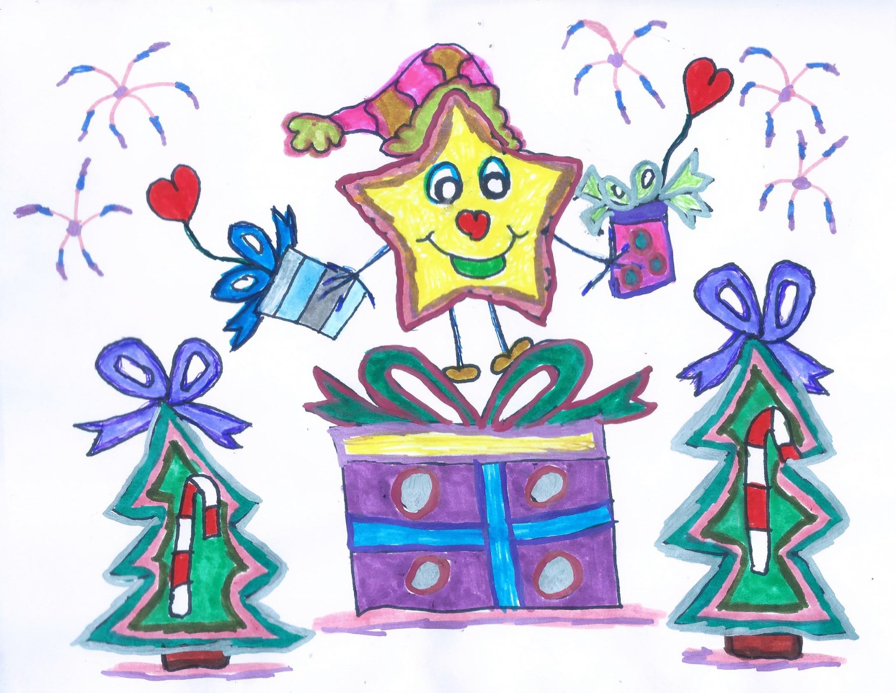 Solve Twinkle Star Christmas Doodle jigsaw puzzle online with 63 pieces