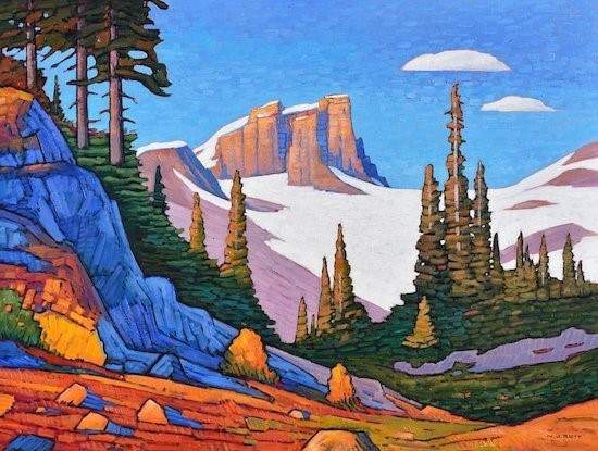 Solve Mitre Mountain by Nicholas Bott jigsaw puzzle online with 63 pieces