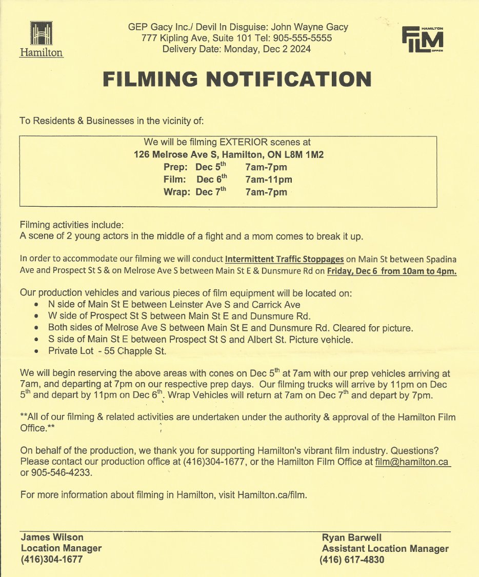 Solve Filming Notification jigsaw puzzle online with 12 pieces