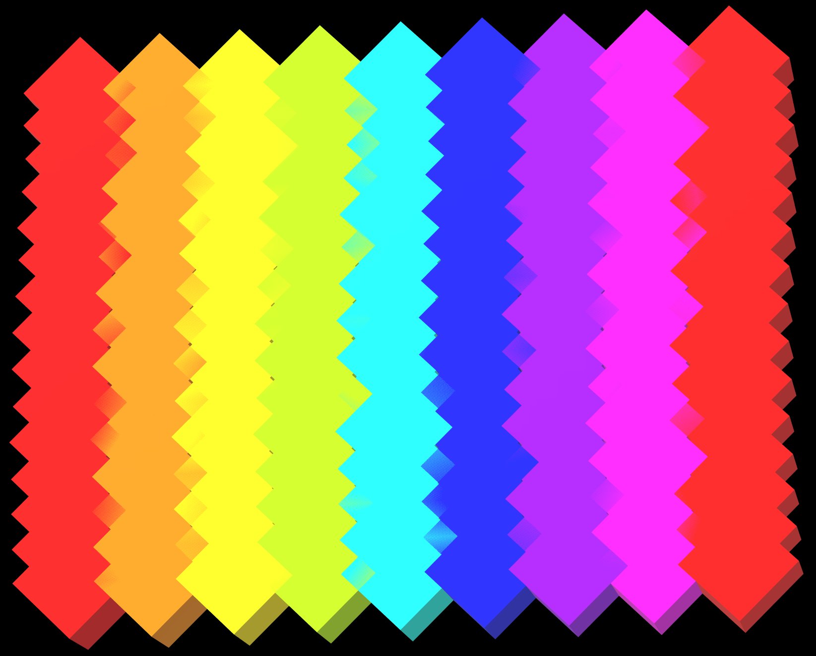 Jigsaw Puzzle | 99 pieces | Rainbow 3D shapes Zigzaged Rainbow | Jigidi