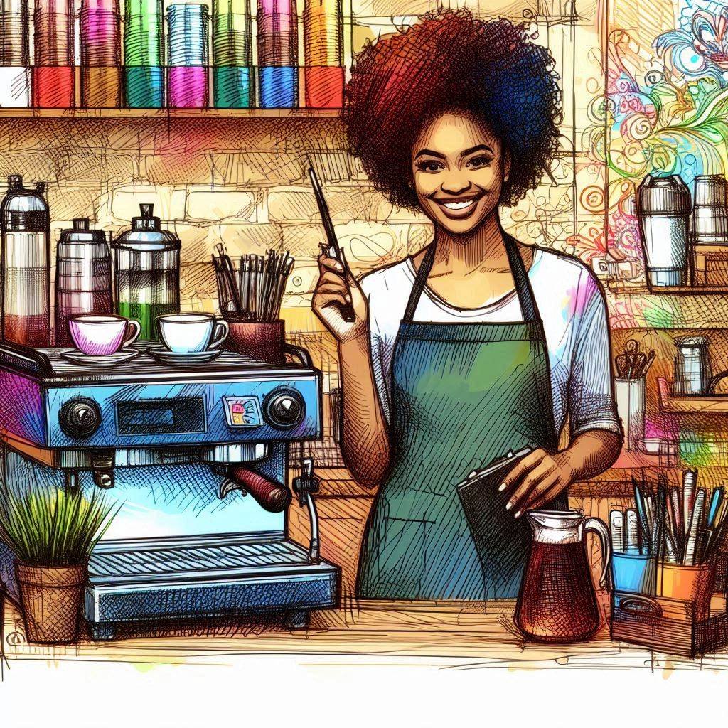 Solve Barista (resizable 9 to 306 pieces) jigsaw puzzle online with 121 ...
