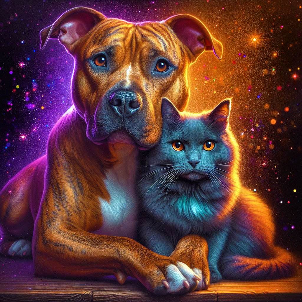 Solve Duke the pitty and his best friend Blue Blue the cat jigsaw ...