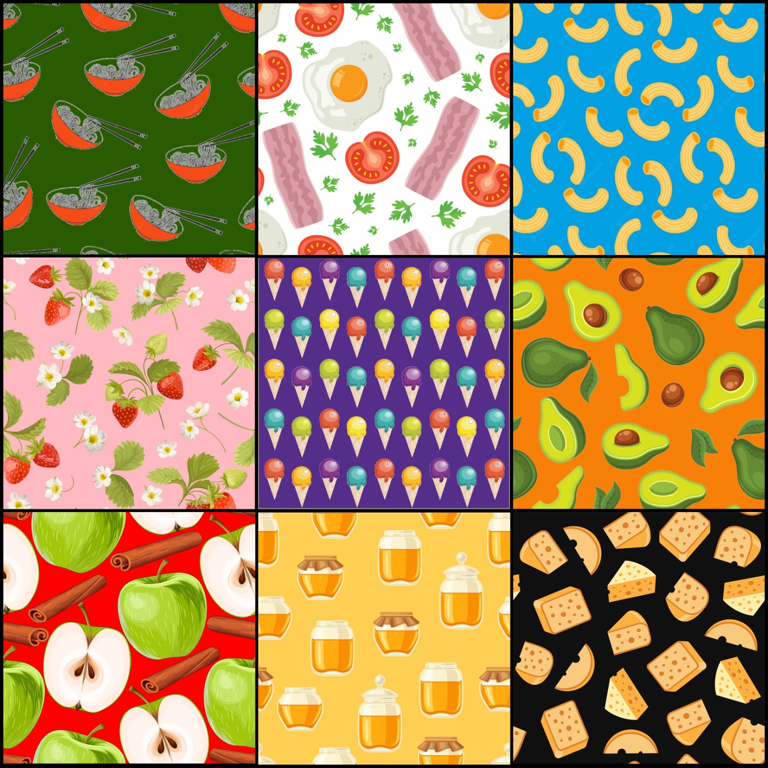 Solve Food patterns 49 jigsaw puzzle online with 144 pieces