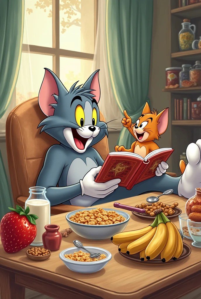 Solve Tom & Jerry Breakfast & Book jigsaw puzzle online with 70 pieces