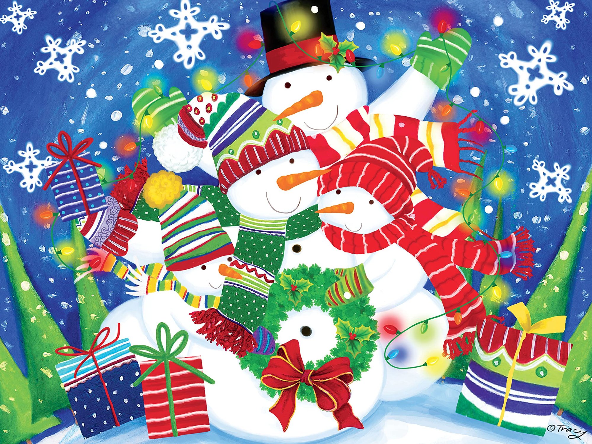 Solve Snowman Family (X-Large) jigsaw puzzle online with 300 pieces
