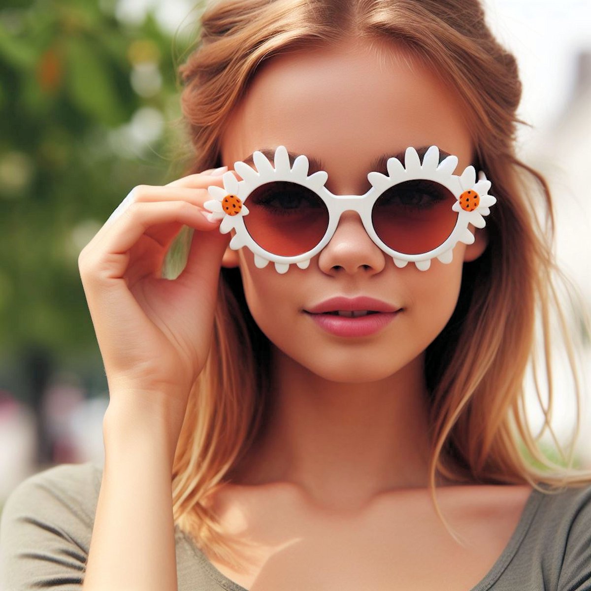 Solve GIRL WITH DAISY SUNGLASSES jigsaw puzzle online with 36 pieces