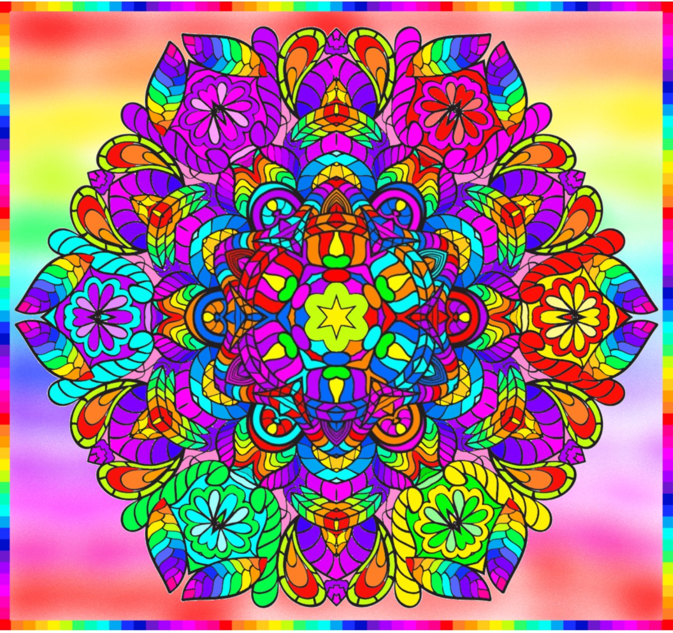Solve Mandala Rainbow 11 23 a jigsaw puzzle online with 49 pieces