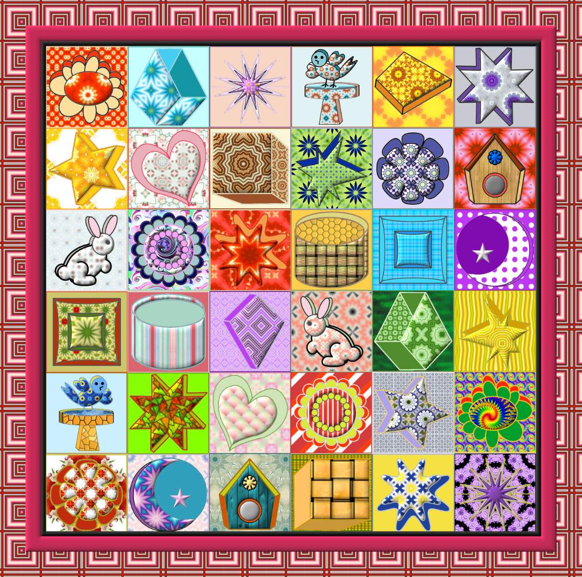 Solve boxes of shapes jigsaw puzzle online with 64 pieces