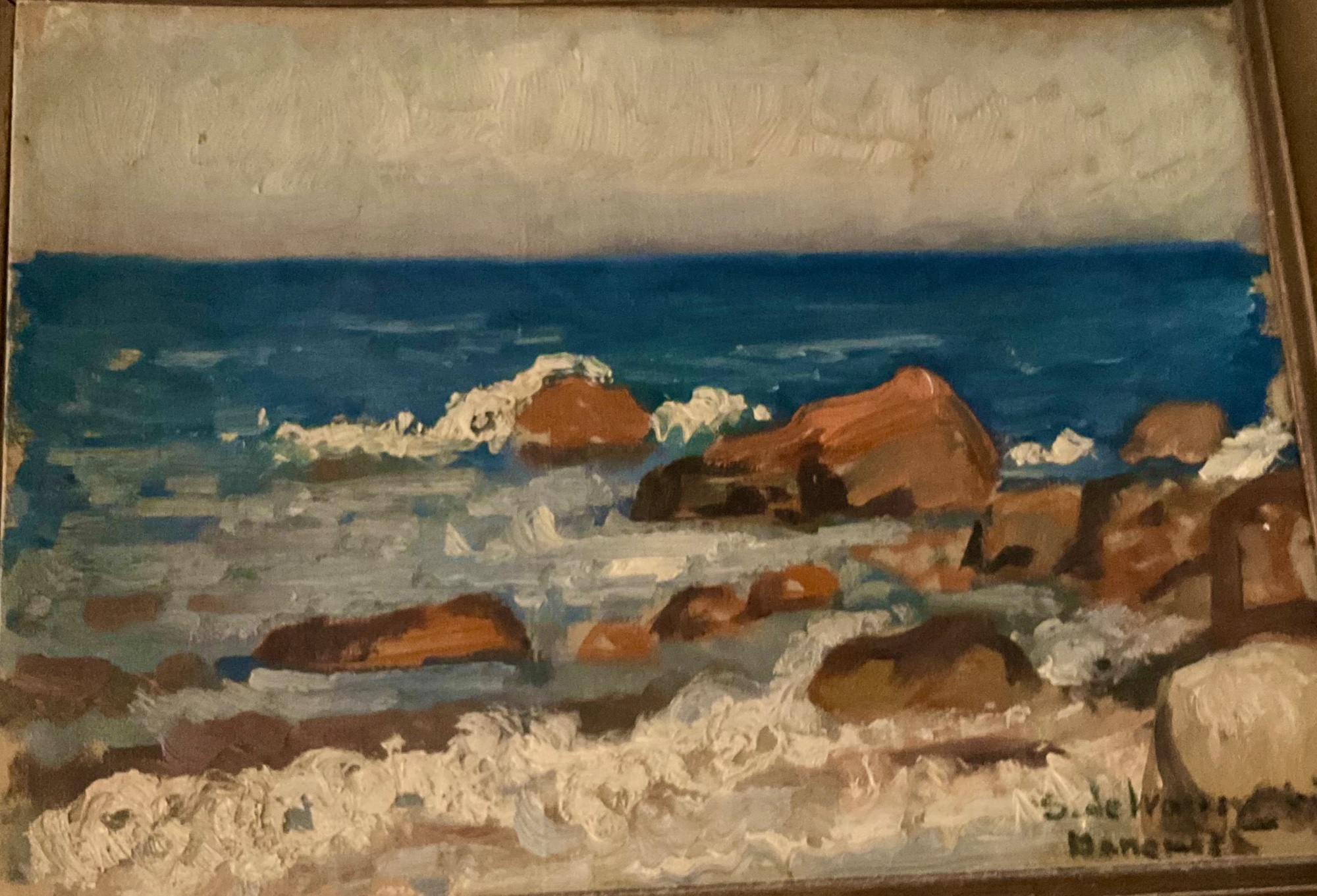 Solve Small Oil Painting of Saddle Rock at Manomet, MA, by Sigismund de ...