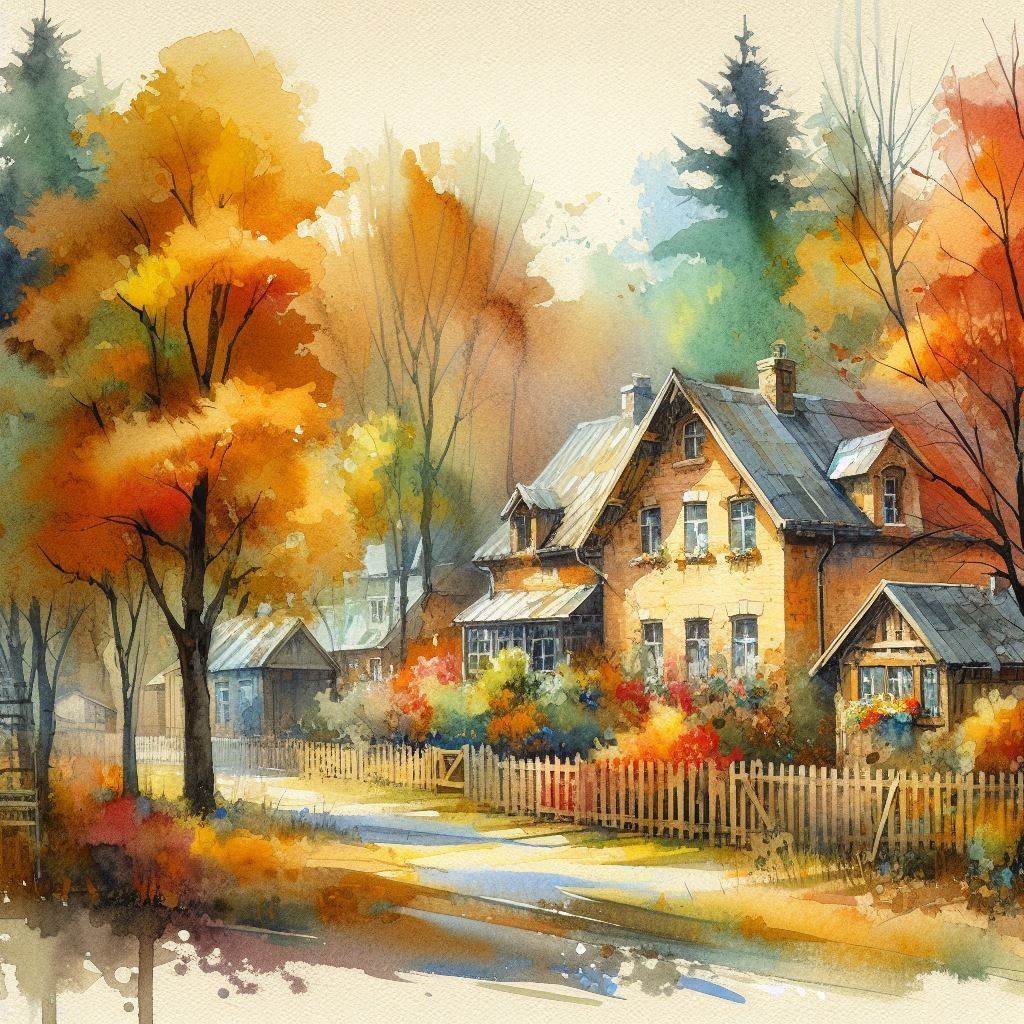 Solve Autumn in the village (resize 9 to 306 pieces) jigsaw puzzle ...
