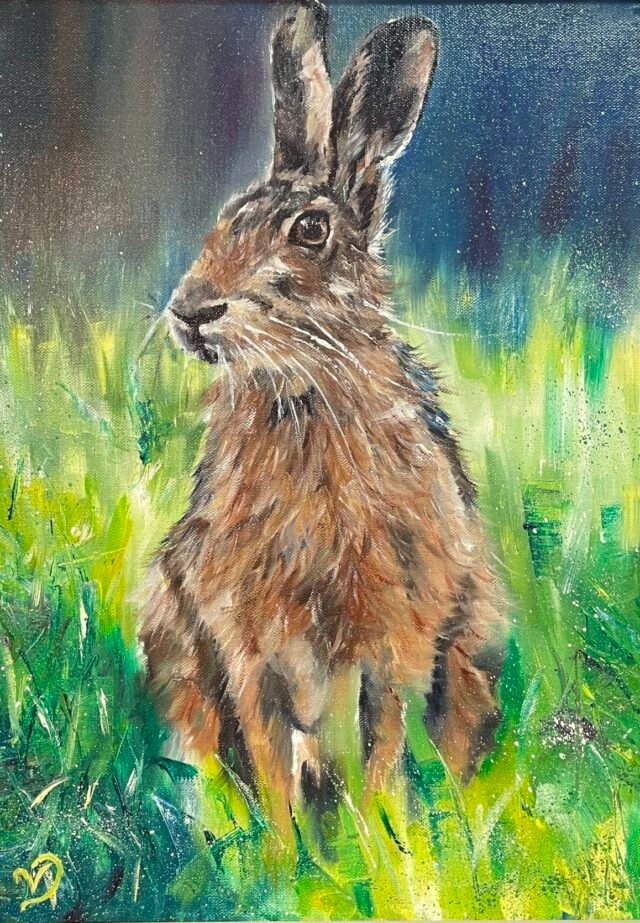 Solve Vicki Davidson - "Dusky Hare" jigsaw puzzle online with 48 pieces