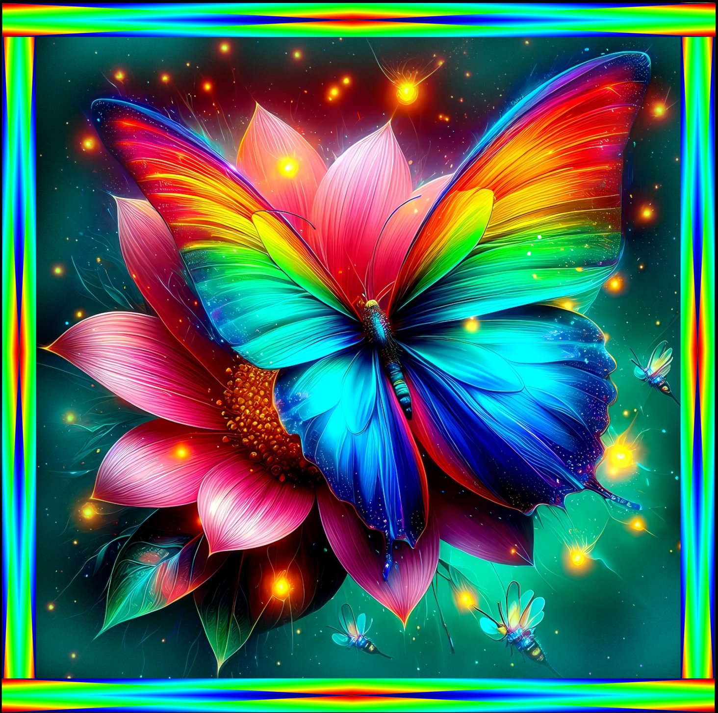 Solve Rainbow Butterfly - resize to 342 jigsaw puzzle online with 100 ...