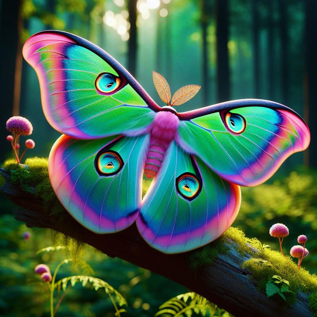Solve bright and colorful Luna moth jigsaw puzzle online with 64 pieces