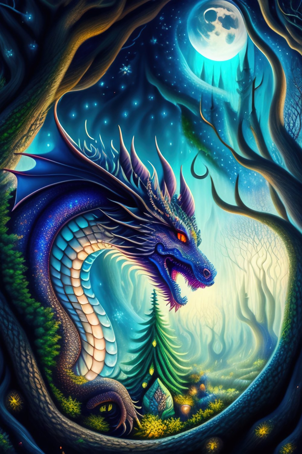 Solve Mystical Moonlight Dragon jigsaw puzzle online with 260 pieces