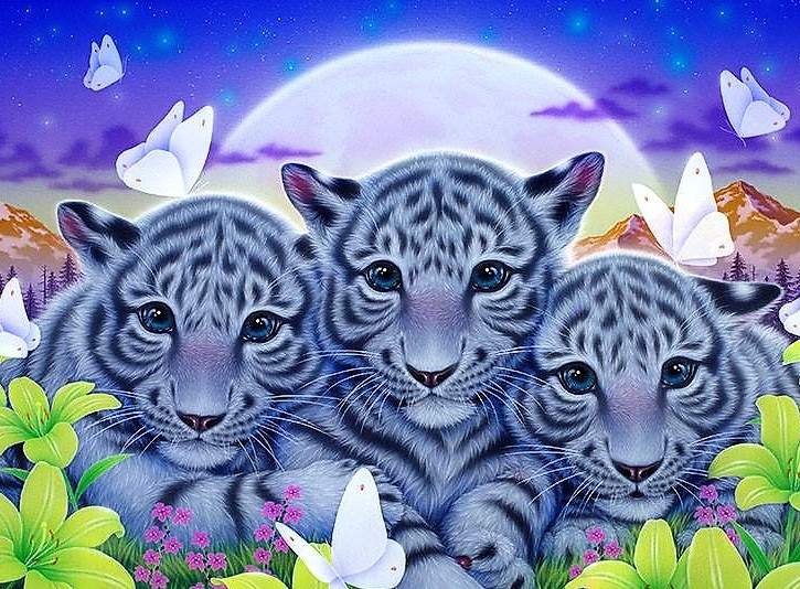 Solve Tiger Cubs jigsaw puzzle online with 12 pieces