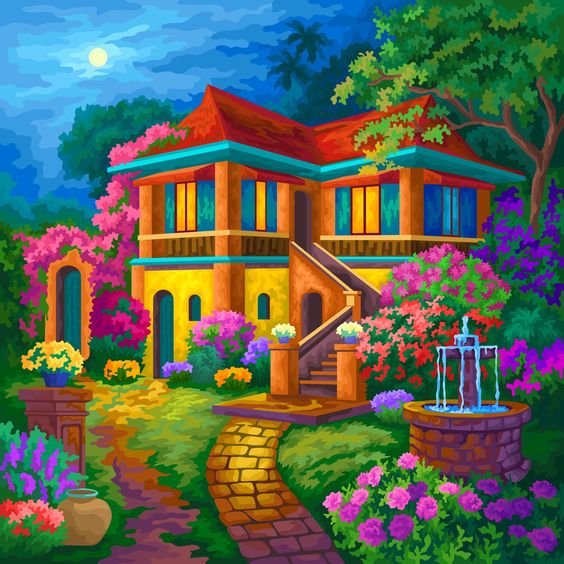 Solve Colorful home. jigsaw puzzle online with 64 pieces