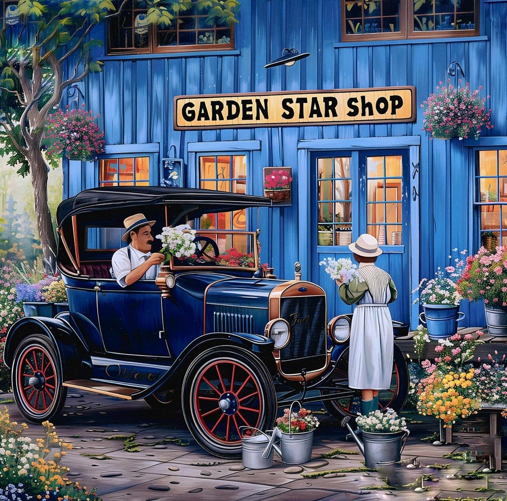 Solve Old time flower shop jigsaw puzzle online with 196 pieces