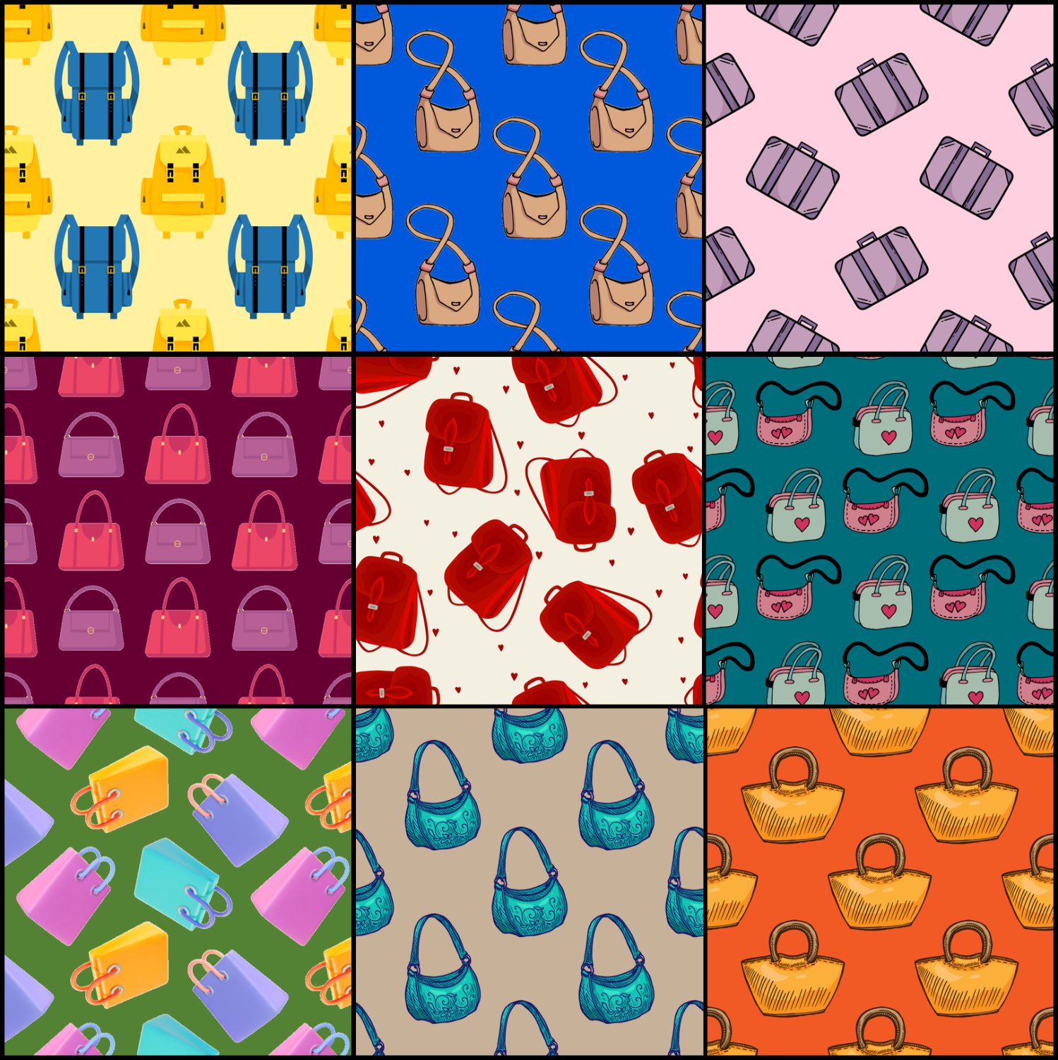 Solve Bag patterns 2 jigsaw puzzle online with 225 pieces