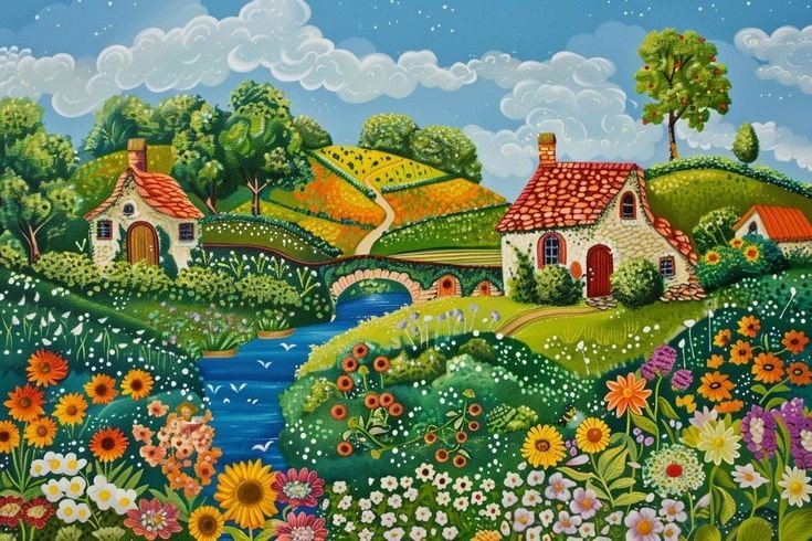Solve Beautiful Village jigsaw puzzle online with 77 pieces